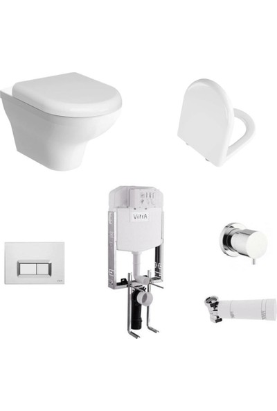 Vitra Zentrum Asma Klozet + Duroplast Soft Kapak + Gömme Rezervuar Set Vitra Zentrum Asma Klozet + Duroplast Soft Kapak + Gömme Rezervuar Set
