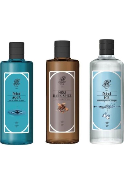 Rebul Kolonya Erkeklere Özel Set 270 ml 3'lü Dark Spice + Ice + Aqua