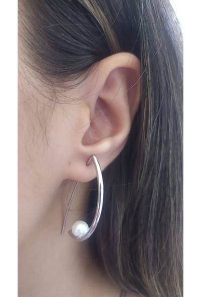 Gümüş Kanat Inci Toplu 925 Ayar Gümüş Küpe