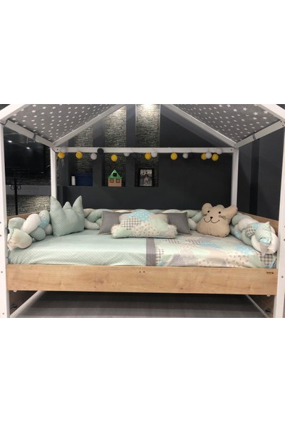 Mini Baby 3'lü Örgülü Yeşil Montessori Bebek Çocuk Uyku Seti