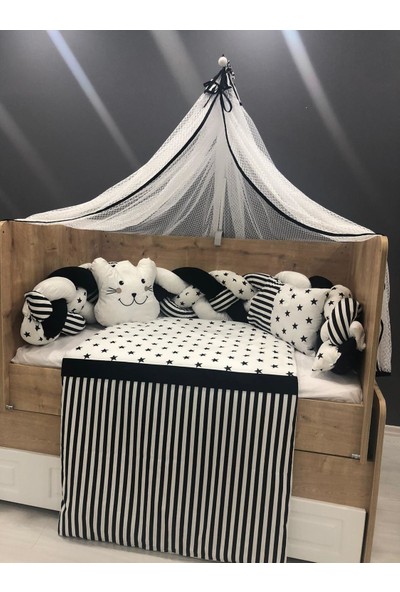Mini Baby Örgülü Siyah-Beyaz Cibinlikli Bebek Uyku Seti Mini Baby Örgülü Siyah-Beyaz Cibinlikli Bebek Uyku Seti
