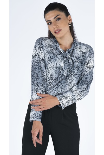 Markosin Fularlı Desenli Kadın Gömlek 60275