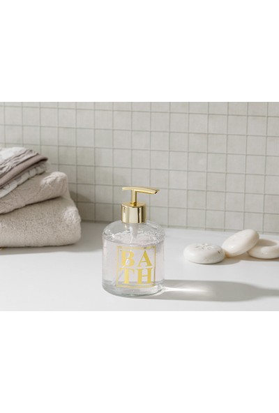 English Home Casa Cam Banyo Sıvı Sabunluk 8 X 14 cm Gold