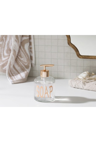 English Home Elsa Cam Banyo Sıvı Sabunluk 8 X 14 cm Rose Gold English Home Elsa Cam Banyo Sıvı Sabunluk 8 X 14 cm Rose Gold