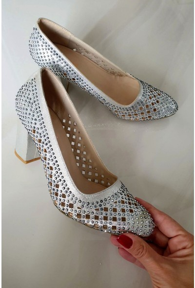 Topukla 705 Hll Taşlı Abiye Ayakkabı 8cm