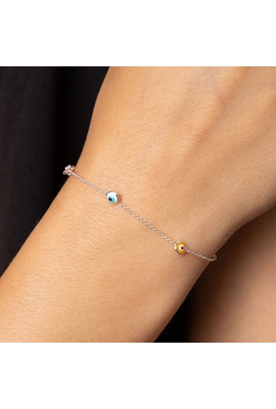 Papatya Silver Nazar Boncuklu Gümüş Bileklik