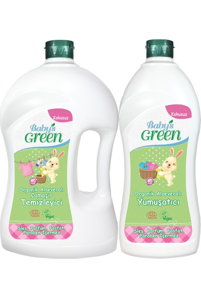Baby's Green 2'li Set Organik Aloe Veralı Bebek Çamaşır Deterjanı 40 Yıkama - Organik Aloe Veralı Yumuşatıcı Baby's Green 2'li Set Organik Aloe Veralı Bebek Çamaşır Deterjanı 40 Yıkama - Organik Aloe Veralı Yumuşatıcı