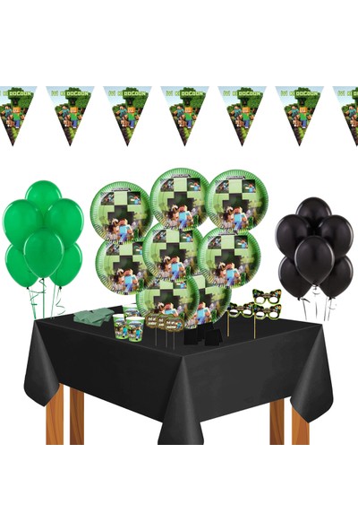 Bay Cimri Minecraft Minicraft Doğum Günü Parti Malzemeleri Süsleri Seti 16 Kişilik