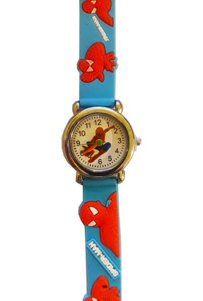 Spider-man Spider Man Figürlü 3D Kabartmalı Silikon Kayışlı Çocuk Kol Saati