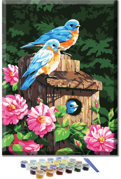 Doruk Baskı Sayılarla Boyama Kiti Mavi Kuşlar 40 x 50 cm