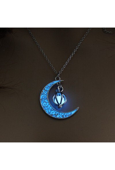 Adeline Gümüş Kaplama Karanlıkta Parlayan Kolye