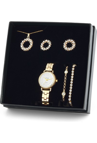 Forentina Yuvarlak Tasarım Kolye Küpe Bileklik Saat Set Forentina Yuvarlak Tasarım Kolye Küpe Bileklik Saat Set