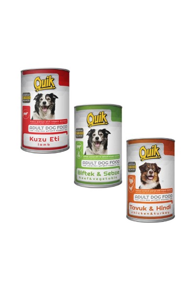 Quik Karışık Konserve Köpek Maması 415 gr x 3 Adet Quik Karışık Konserve Köpek Maması 415 gr x 3 Adet