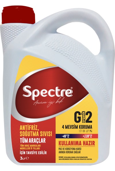 Spectre G12 Organik Kırmızı Antifriz 3 lt -40 Derece Spectre G12 Organik Kırmızı Antifriz 3 lt -40 Derece