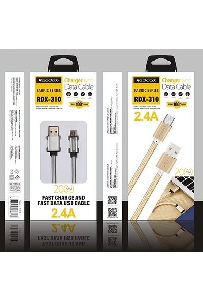 Reddax 2 Metre Type-C Hızlı Şarj Kablosu 2.4A