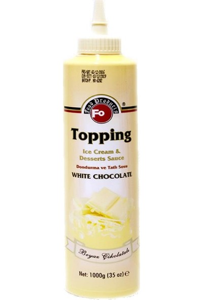 Fo Topping Beyaz Çikolata Aromalı Dondurma ve Tatlı Sosu 1000gr Fo Topping Beyaz Çikolata Aromalı Dondurma ve Tatlı Sosu 1000gr