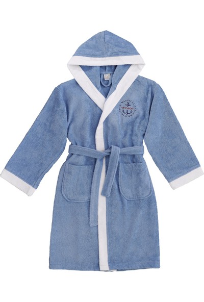 Z&r Home Bambu 9-10 Yaş Çocuk Bornoz Sailor Mavi