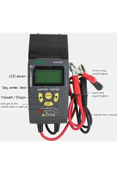 Duoyı DY3015B Dijital Çok Fonksiyonlu Yazıcılı Araba Akü Test Cihazı