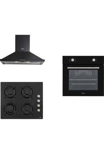 Vestel Siyah Ankastre Set 34 ( AD-6001 S - AO-6104 Ys - AF-5661 Ys )