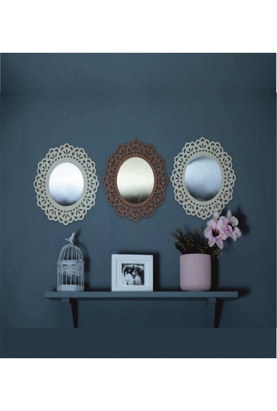 Kumsal Butik Dekoratif Amaçlı Ahşaptan 3'lü Dekor Aynalar Kumsal Butik Dekoratif Amaçlı Ahşaptan 3'lü Dekor Aynalar