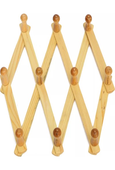 Deha Moda 10 Topuzlu Ahşap Akordiyon Askı