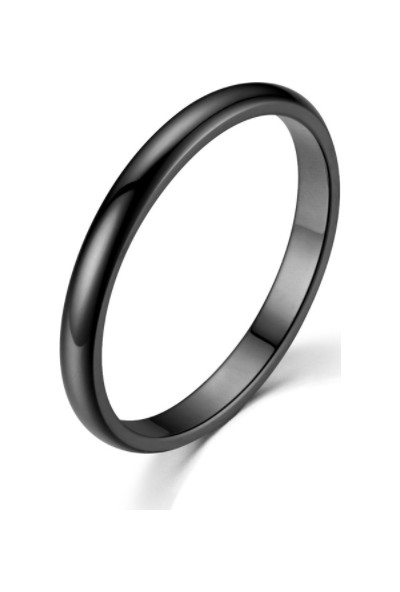 Chavin 2 mm Söz Nişan Siyah İp Kaplama Unisex Çelik Yüzük EH23SY