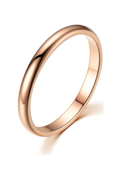 Chavin 2 mm Söz Nişan Rose İp Kaplama Unisex Çelik Yüzük EH23RS