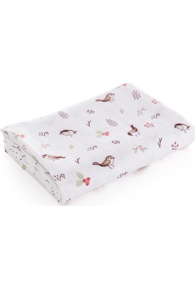 Caline Baby Müslin Bezi Örtü Kuş Desen - Kahve 120 x 120 cm cm + 4 Adet Ağız Mendili Caline Baby Müslin Bezi Örtü Kuş Desen - Kahve 120 x 120 cm cm + 4 Adet Ağız Mendili