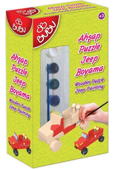 Bu-Bu Ahşap Puzzle Jeep Boyama
