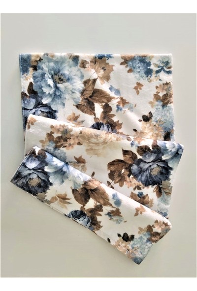 Ladya Home Mavi Çiçek Desenli Plaj Havlusu 95 x 175 cm