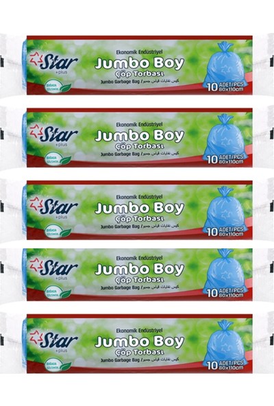 Star Plus Çöp Torbası Jumbo Boy - 5'li Paket - 80 X110 cm Star Plus Çöp Torbası Jumbo Boy - 5'li Paket - 80 X110 cm