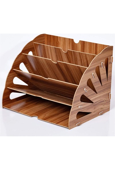 Ahşap Dekoratif Evrak Rafı Dosya Düzenleyici Masaüstü Toplayıcı