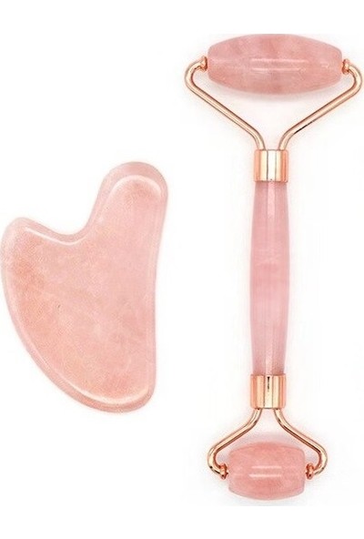 NehirTaş Kuvars Roller + Kalp Gua Sha Taşı NehirTaş Kuvars Roller + Kalp Gua Sha Taşı