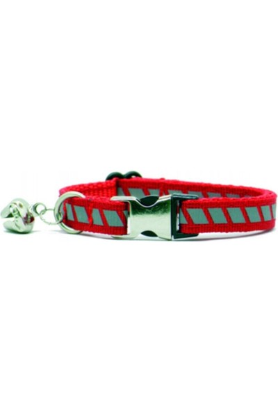 Petvi̇ya Reflektörlü, Ayarlanabilir ve Zilli Kedi Boyun Tasması Kırmızı