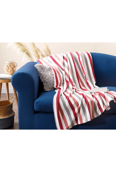 English Home Stripe Polar Tv Battaniye 120x170 cm Gül Kurusu