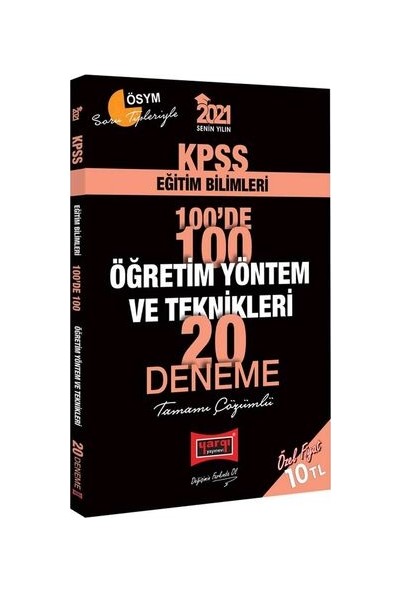 Yargı Yayınları 2021 KPSS Eğitim Bilimleri 100'de 100 Öğretim Yöntem ve Teknikleri Tamamı Çözümlü 20 Deneme Yargı Yayınları 2021 KPSS Eğitim Bilimleri 100'de 100 Öğretim Yöntem ve Teknikleri Tamamı Çözümlü 20 Deneme