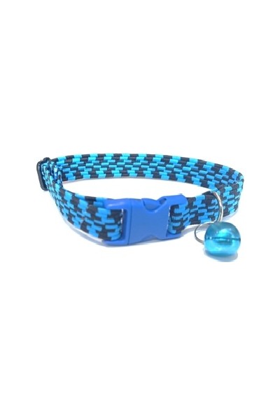 Marka Pati Elastik Ayarlamalı Kedi Boyun Tasması Mavi