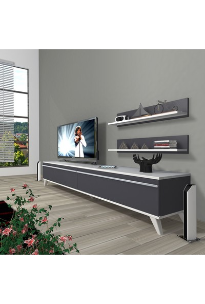 Decoraktiv Eko 4 Mdf Std Retro Tv Ünitesi Tv Sehpası Beyaz Antrasit Decoraktiv Eko 4 Mdf Std Retro Tv Ünitesi Tv Sehpası Beyaz Antrasit