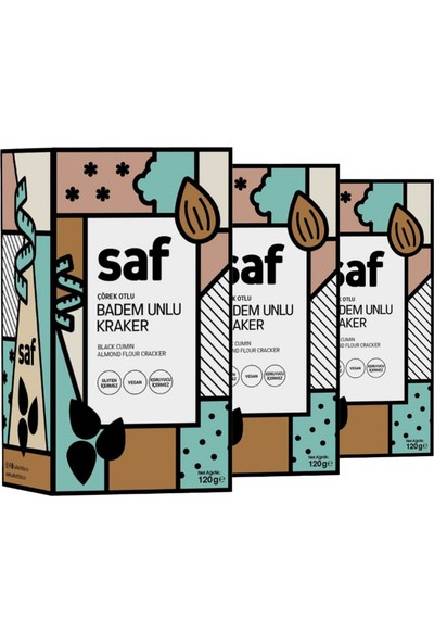 Saf Nutrition Çörekotlu Badem Unlu Kraker 120 gr x 3 Saf Nutrition Çörekotlu Badem Unlu Kraker 120 gr x 3