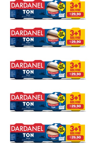 Dardanel 75 gr x 4 Ton Balığı (3+1) 5'li Paket Dardanel 75 gr x 4 Ton Balığı (3+1) 5'li Paket