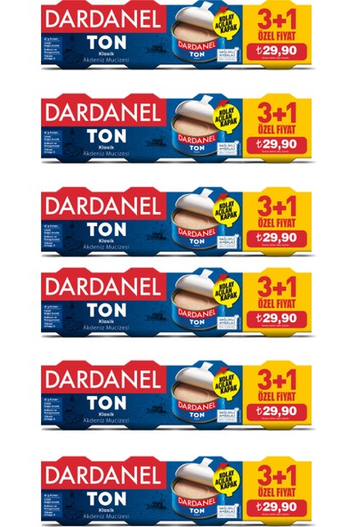 Dardanel 75 gr x 4 Ton Balığı  (3+1) 6'lı Paket