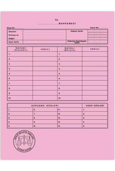 Kaya Mahkeme Dava İcra Avukat Dosyası Pembe 100'lü Kaya Mahkeme Dava İcra Avukat Dosyası Pembe 100'lü