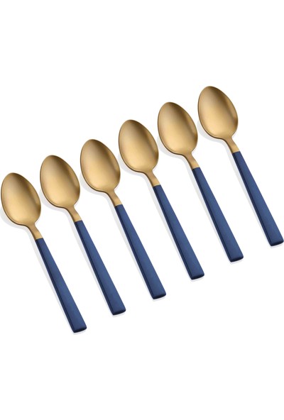 The Mia Çay Kaşığı 6 Parça - Mat Gold & Lacivert