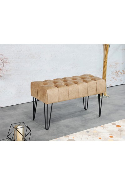 Tocco Kapitoneli Metal Ayaklı Puf