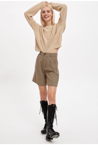 DeFacto Regular Fit Ekose Desenli Bermuda Şort S4849AZ20AU