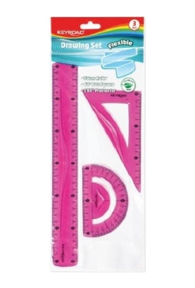 Keyroad Esnek Çizim Seti Flexible KR971417 Cetvel İletki Gönye Pembe Keyroad Esnek Çizim Seti Flexible KR971417 Cetvel İletki Gönye Pembe