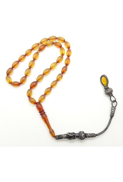 Kehribar Atölyesi Tekli 1000 Ayar Gümüş Püskülle Kombinli Ateş Kehribar Tesbih Kehribar Atölyesi Tekli 1000 Ayar Gümüş Püskülle Kombinli Ateş Kehribar Tesbih