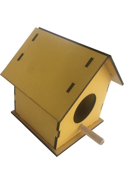Mor Beyaz Home Renkli Ahşap Kuş Evi Sarı 10X10X12 Mor Beyaz Home Renkli Ahşap Kuş Evi Sarı 10X10X12
