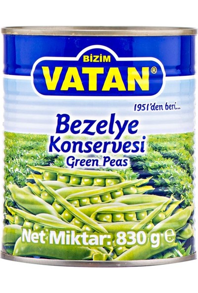 Bizim Vatan Bezelye Konservesi 830 gr