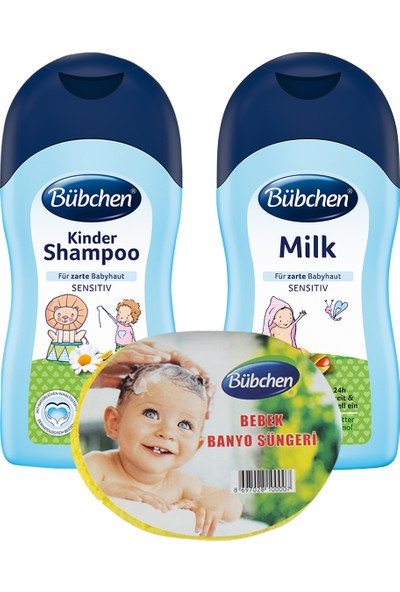 Bübchen 400 ml şampuan +400ml Nemlendirici süt + sünger